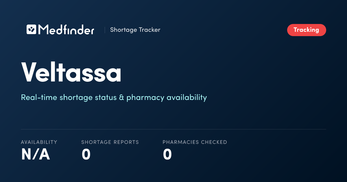 Veltassa Shortage Tracker | Medfinder
